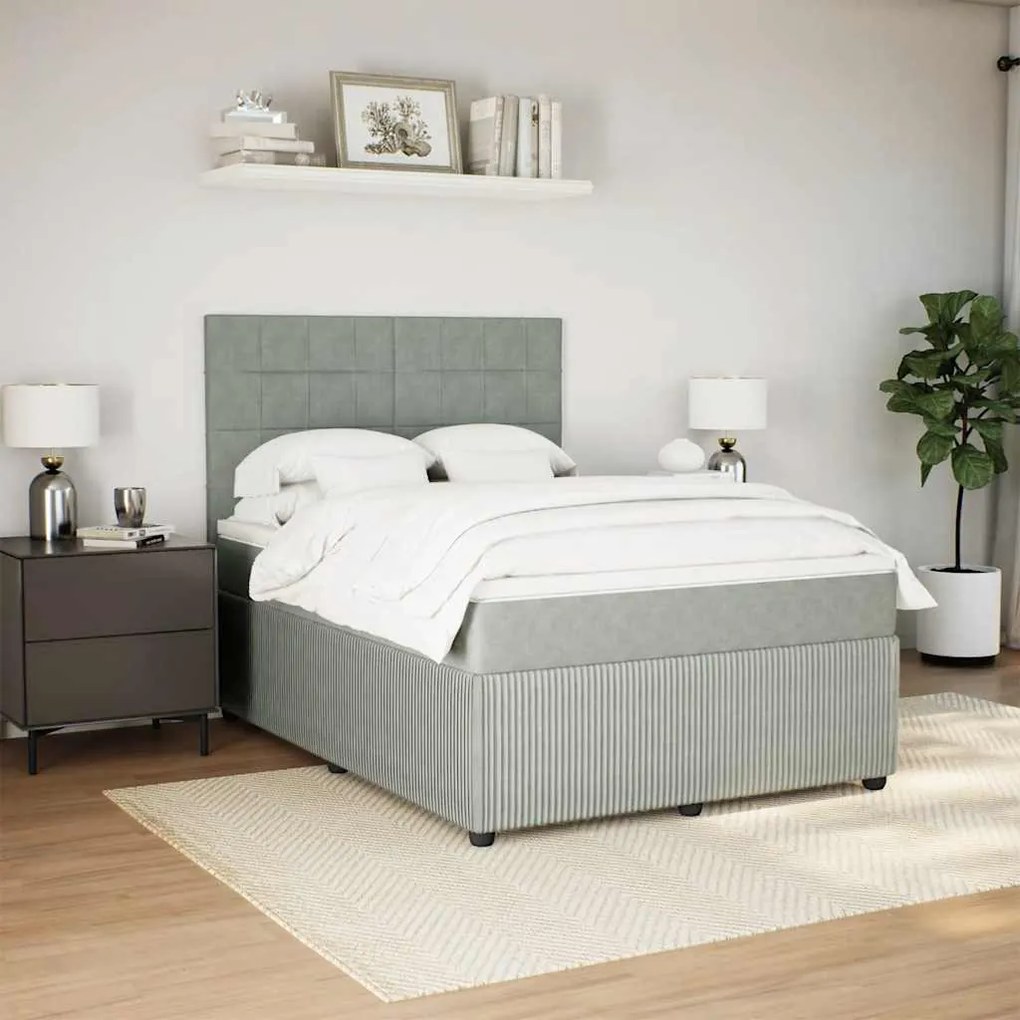 Box spring postel s matrací světle šedá 140x190 cm samet 3294634