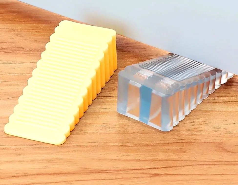 Dveřní zarážka s klínem z tvrdého plastu, šedá, 4,1x9,5x2,8 cm
