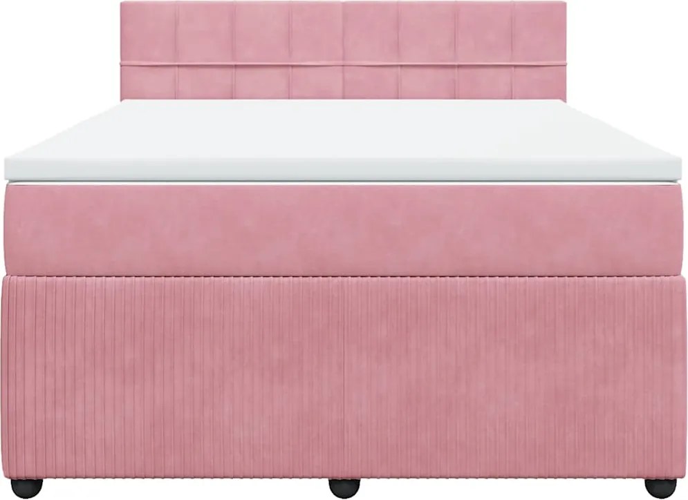 Box spring postel s matrací růžová 160x200 cm samet 3287787