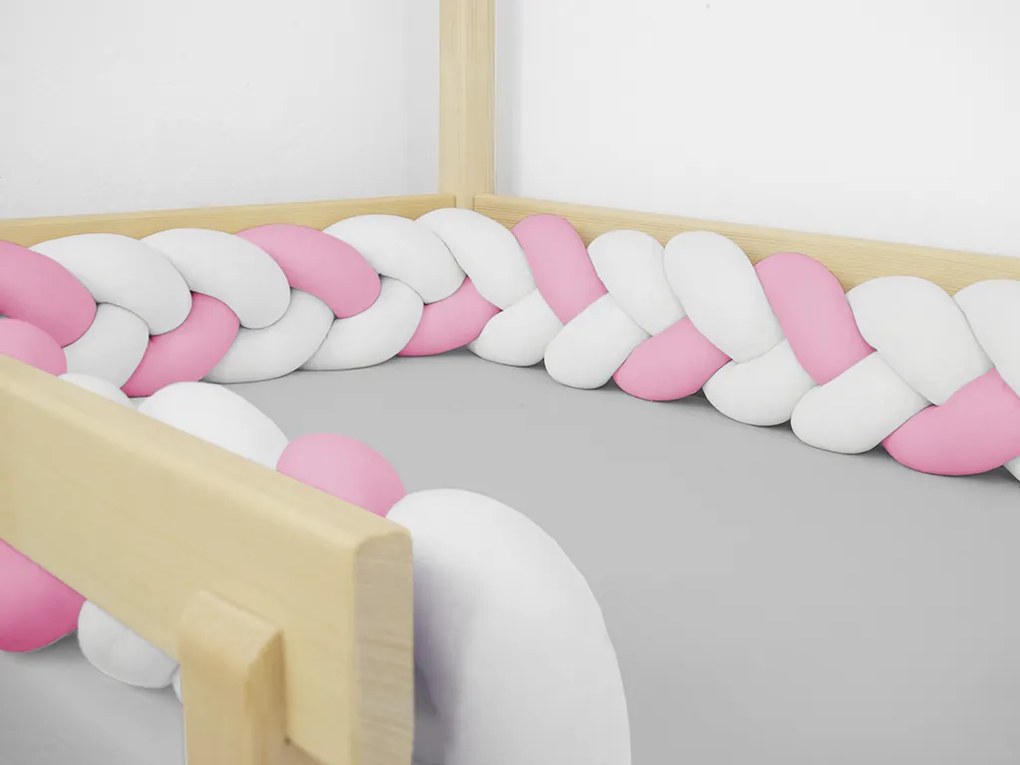 Benlemi Bavlněný mantinel pletený do copu ze 3 pramenů Zvolte barvu: Bílá, Zvolte rozměr: 450 cm (4,5 metru)