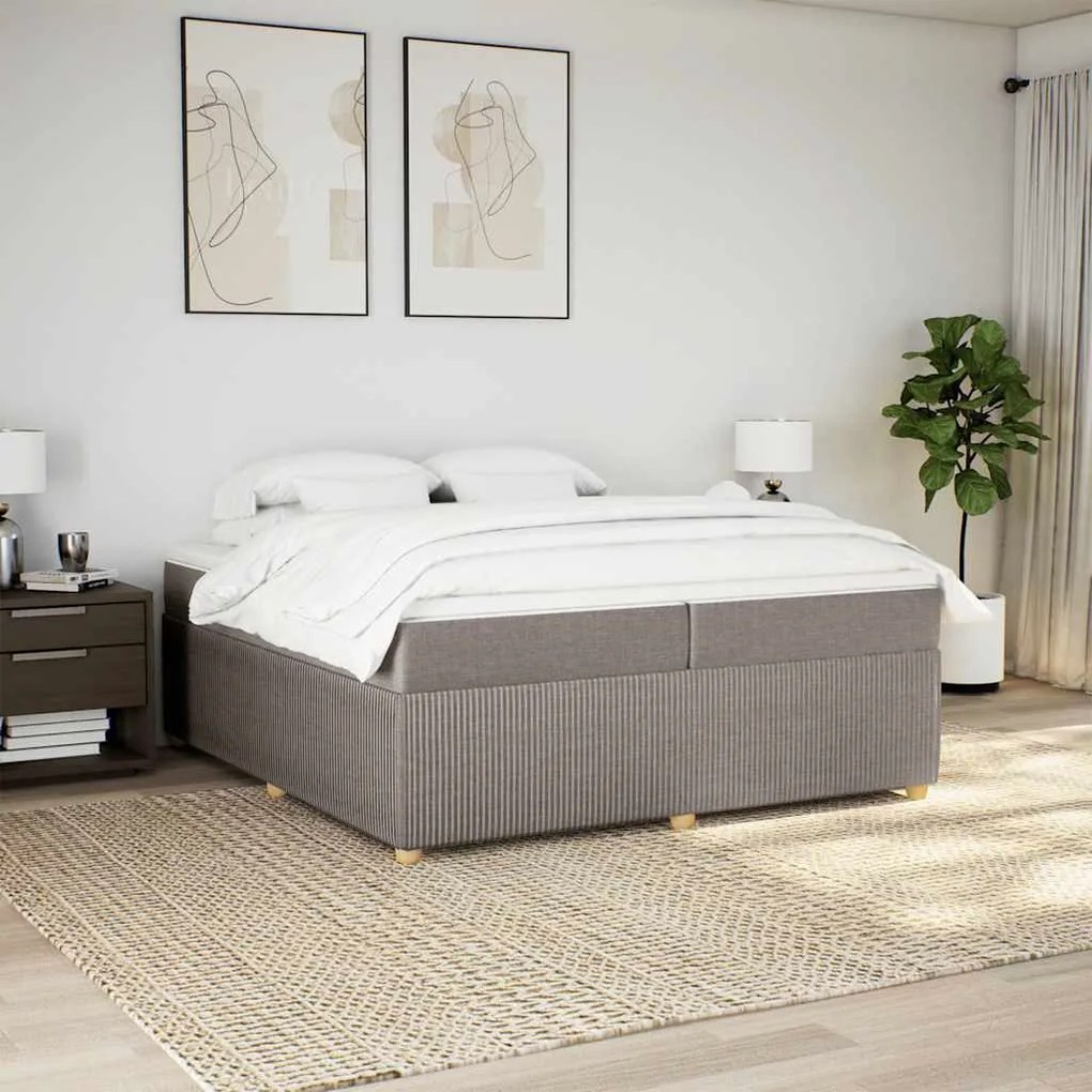 Box spring postel s matrací taupe 200x200 cm textil 3285599