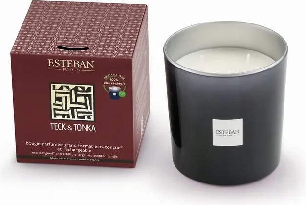 Esteban Paris Vonná svíčka 480 g Vůně Teck and Tonka