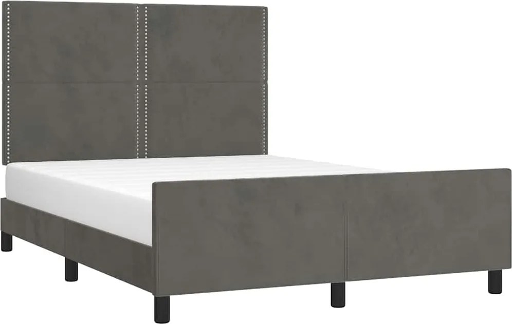 Rám postele bez matrace tmavě šedý 140 x 190 cm samet 3125691