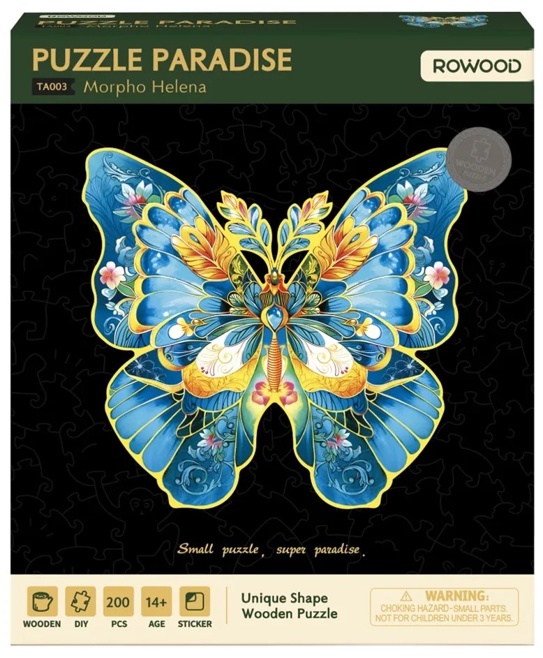 RoboTime Dřevěné puzzle Motýl Morpho Helena