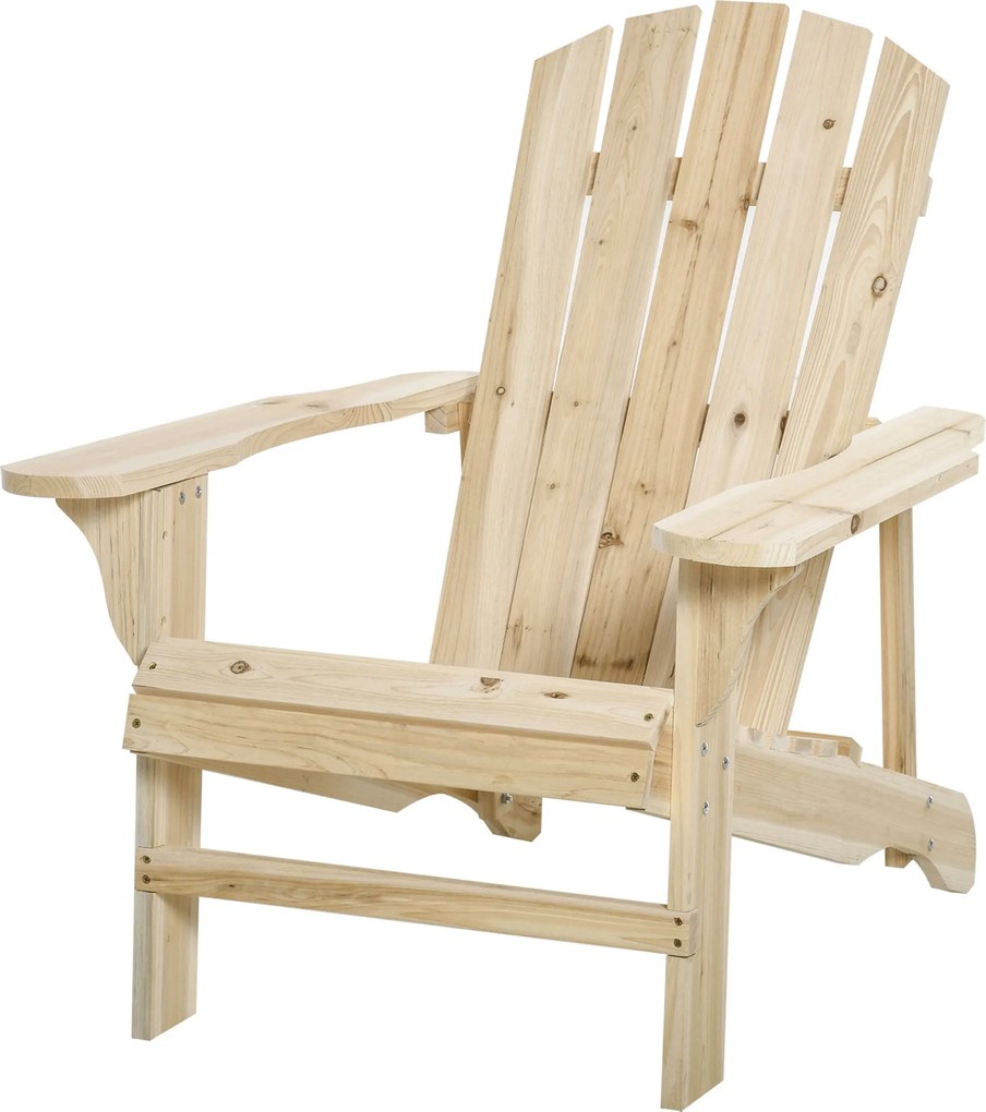 Zahradní křeslo Outsunny Adirondack s širokým sedákem, nosnost 150 kg, pro terasu, balkon, rozměry 78x89x88 cm | Aosom