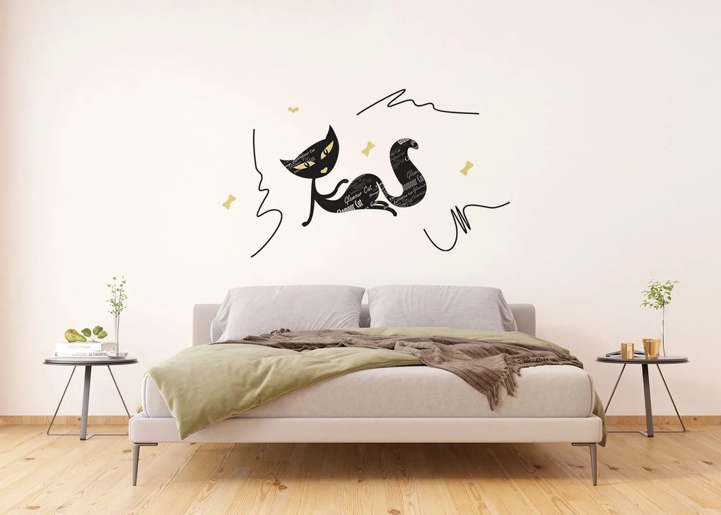 Samolepka na zeď Okouzlující Kočka s Popisy | 65 x 85 cm | DE0422