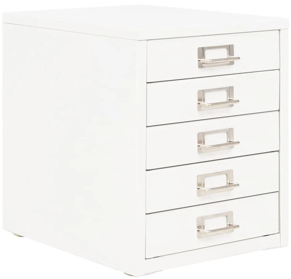 245975 vidaXL Kancelářská skříň s 5 zásuvkami 28 x 35 x 35 cm kovová bílá
