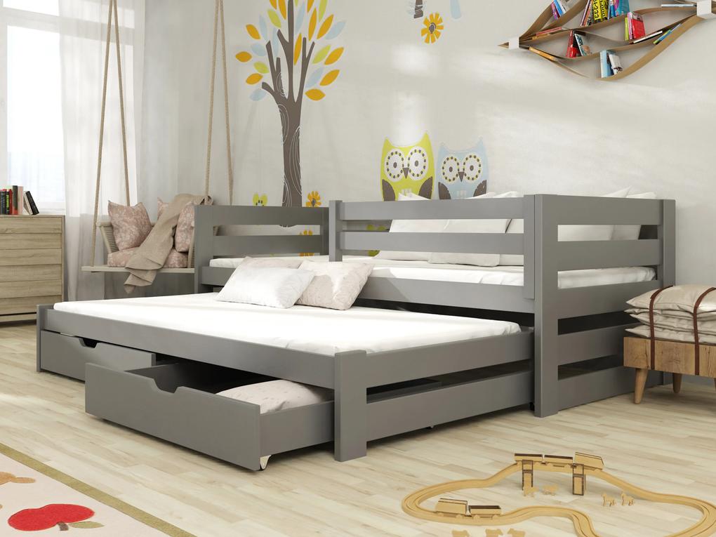 Dětská postel 90 cm Keith (s roštem a úl. prostorem) (grafit). 1013046