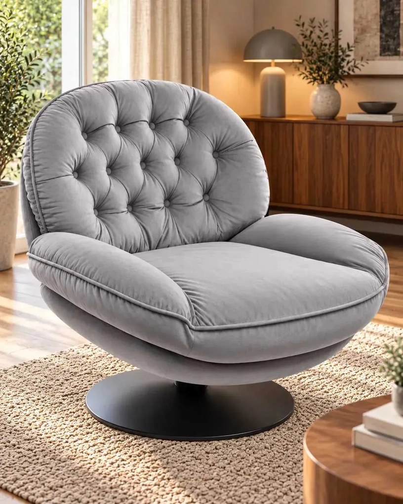 LuxuryForm DESIGN Relaxační otočné křeslo LUNA - šedé