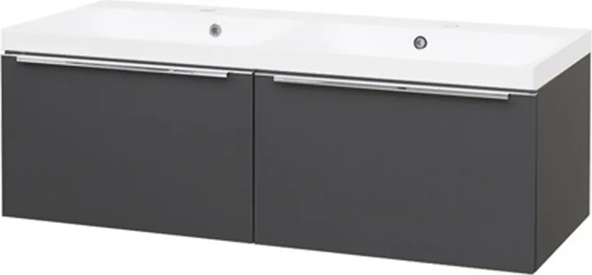 Mereo Mereo, Mailo, koupelnová skříňka s umyvadlem z litého mramoru 121 cm, bílá, dub, antracit, CN538M