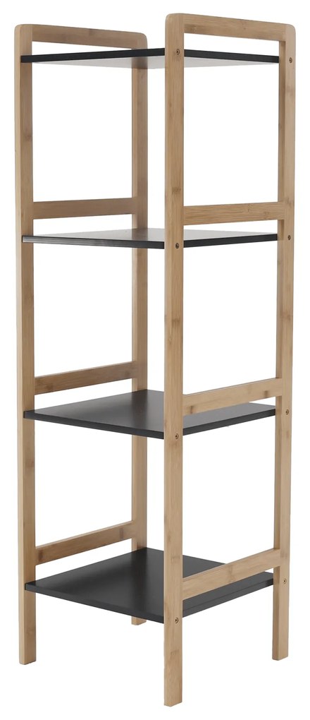 Kondela 4-poličkový regál, přírodní / černá, naoko