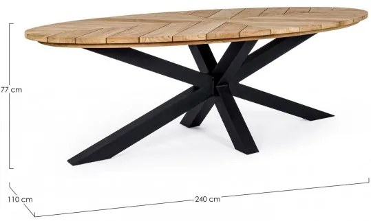 BIZZOTTO Oválný zahradní stůl PALMDALE 240x100 cm černé nohy 0804741