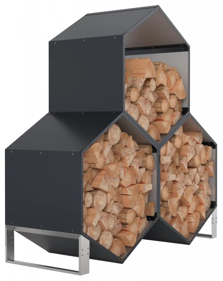 IWHome Přístřešek na dřevo plechový EOS GW-A 3ks antracit IWH-10230036