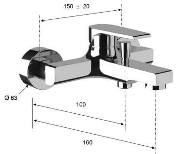 Sapho - Vanová baterie KAI matná černá