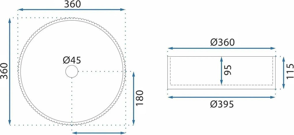 Rea Suri, skleněné umyvadlo na desku 360x360x115 mm, amber-hnědá, REA-U3613