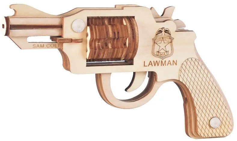 Woodcraft construction kit Woodcraft Dřevěné 3D puzzle Zbraň na gumičky Revolver Colt