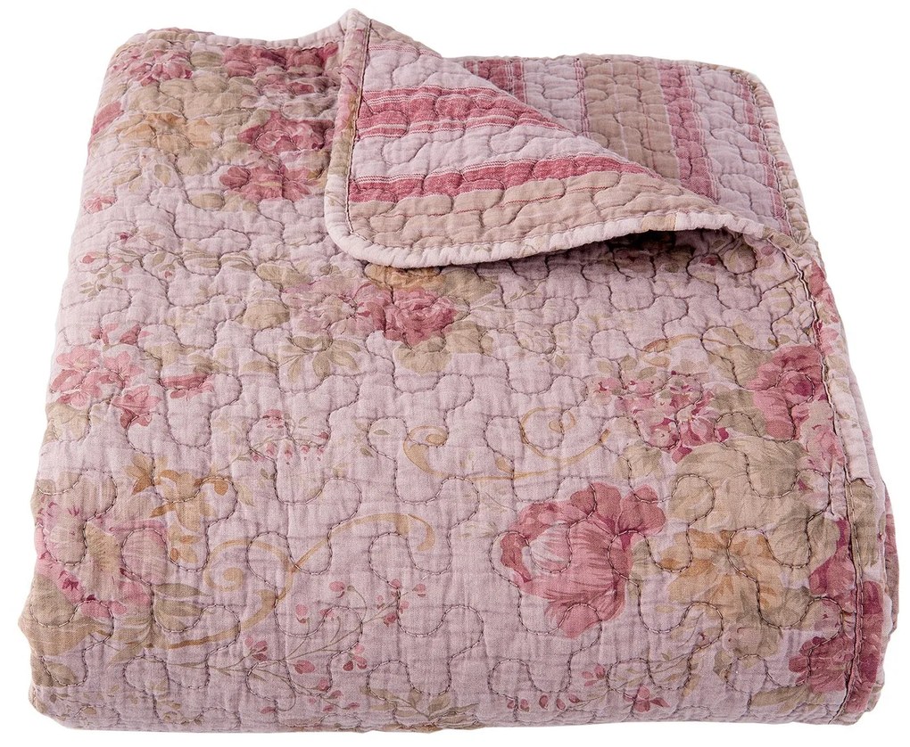 Vintage přehoz na jednolůžkové postele Quilt 182 pink - 150*150cm Clayre & Eef