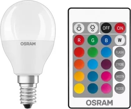 LED žárovka E14 OSRAM STAR+ CL P 4,9W (40W) s dálkovým ovladačem RGBW (teplá bílá 2700K) stmívatelná