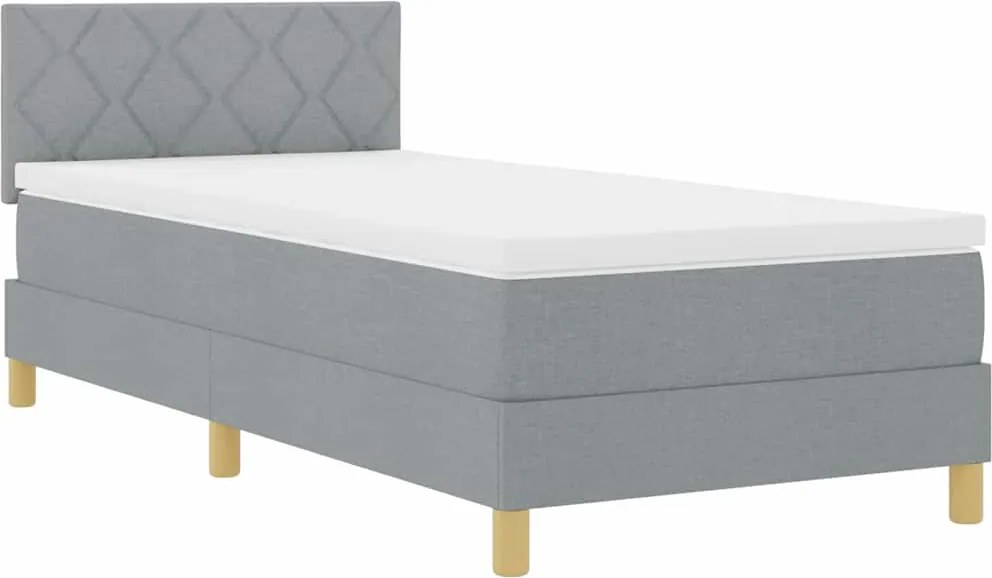 Postel s boxspringem s čelo Světle šedá 100 x 200 cm textil 3338972