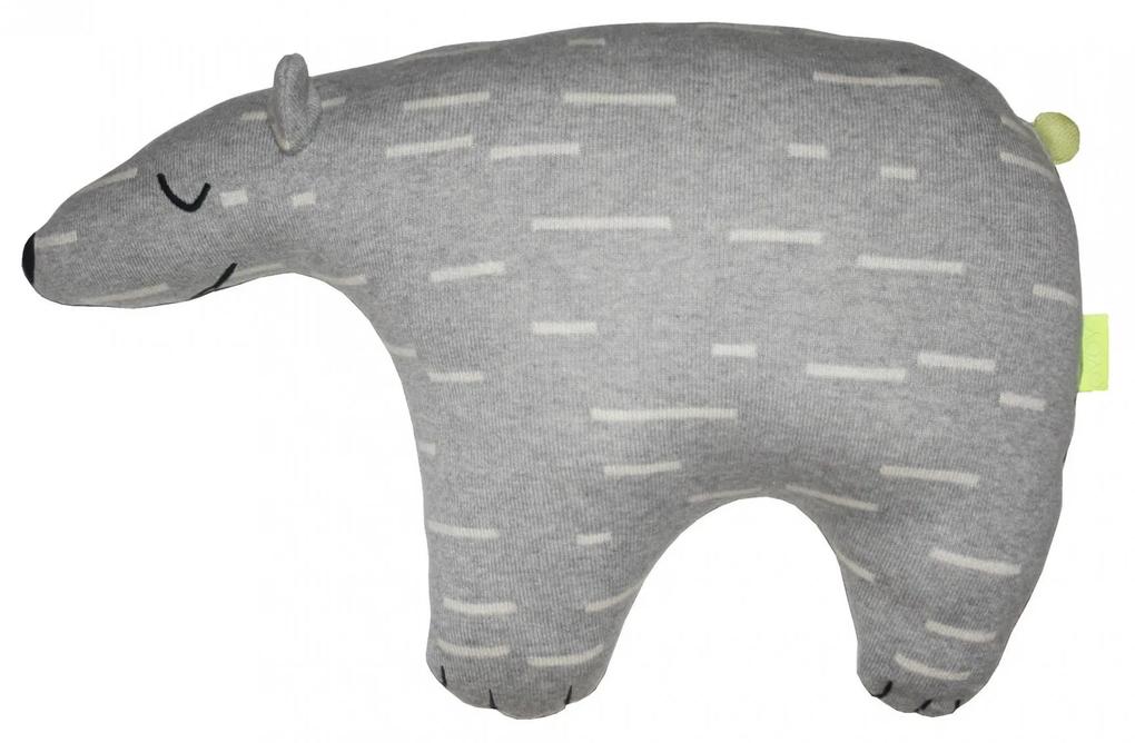 OYOY Dětský polštářek/hračka polární medvěd Knut, šedá barva, textil