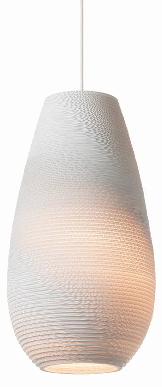 Designové závěsné svítidlo Drop z recyklovaného kartonu Dekor: Bílý, Rozměr: ø 250 mm x 450 mm