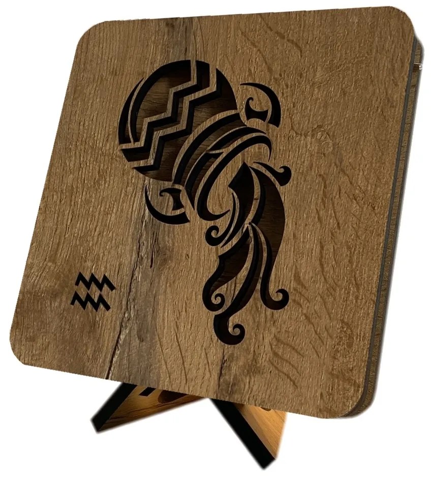 Li-Go Znamení "Vodnář" lampa 19x19cm provedení povrchu: jedle