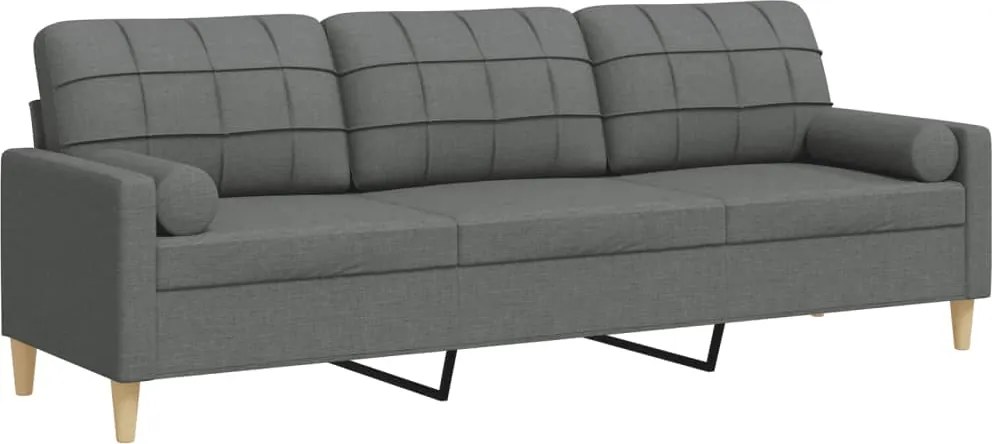 3místná pohovka s polštáři tmavě šedá 210 cm textil 3278202