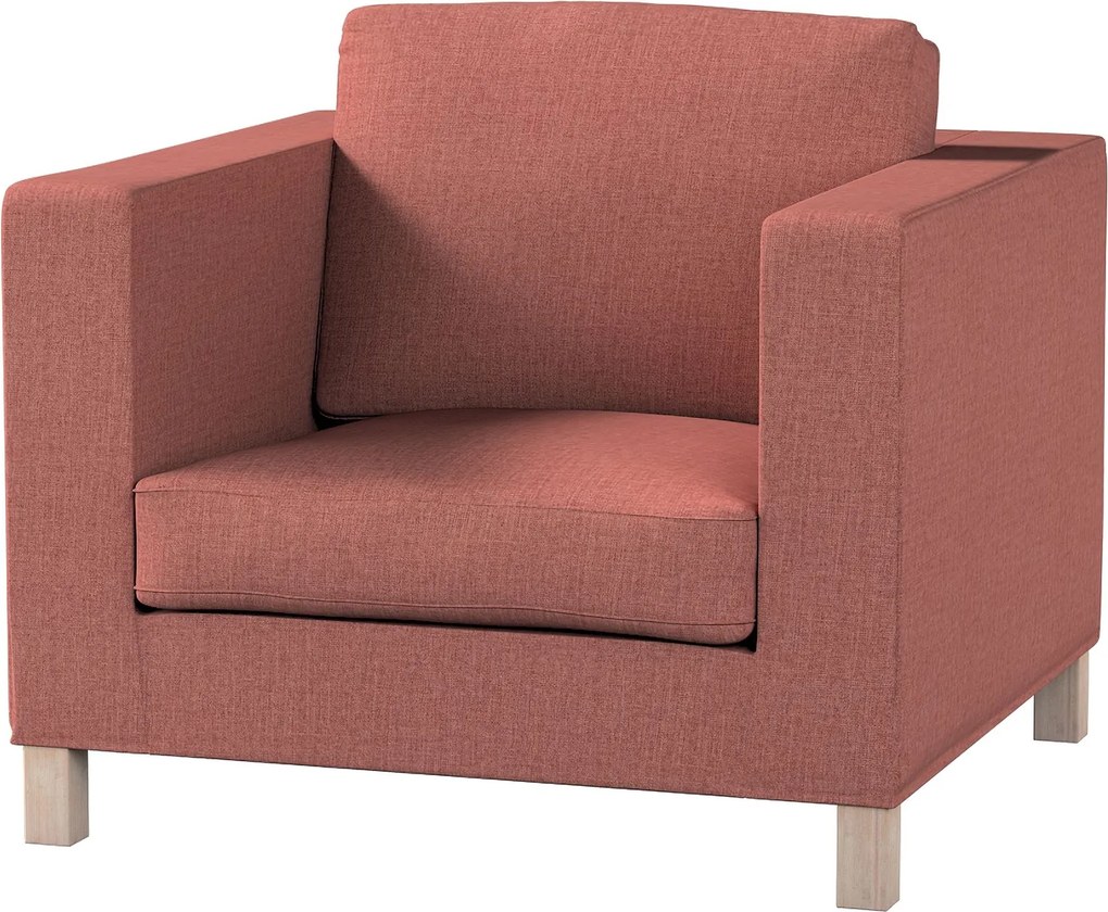 Potah na křesko IKEA Karlanda, krátký barva hnědá látka pletený vzor