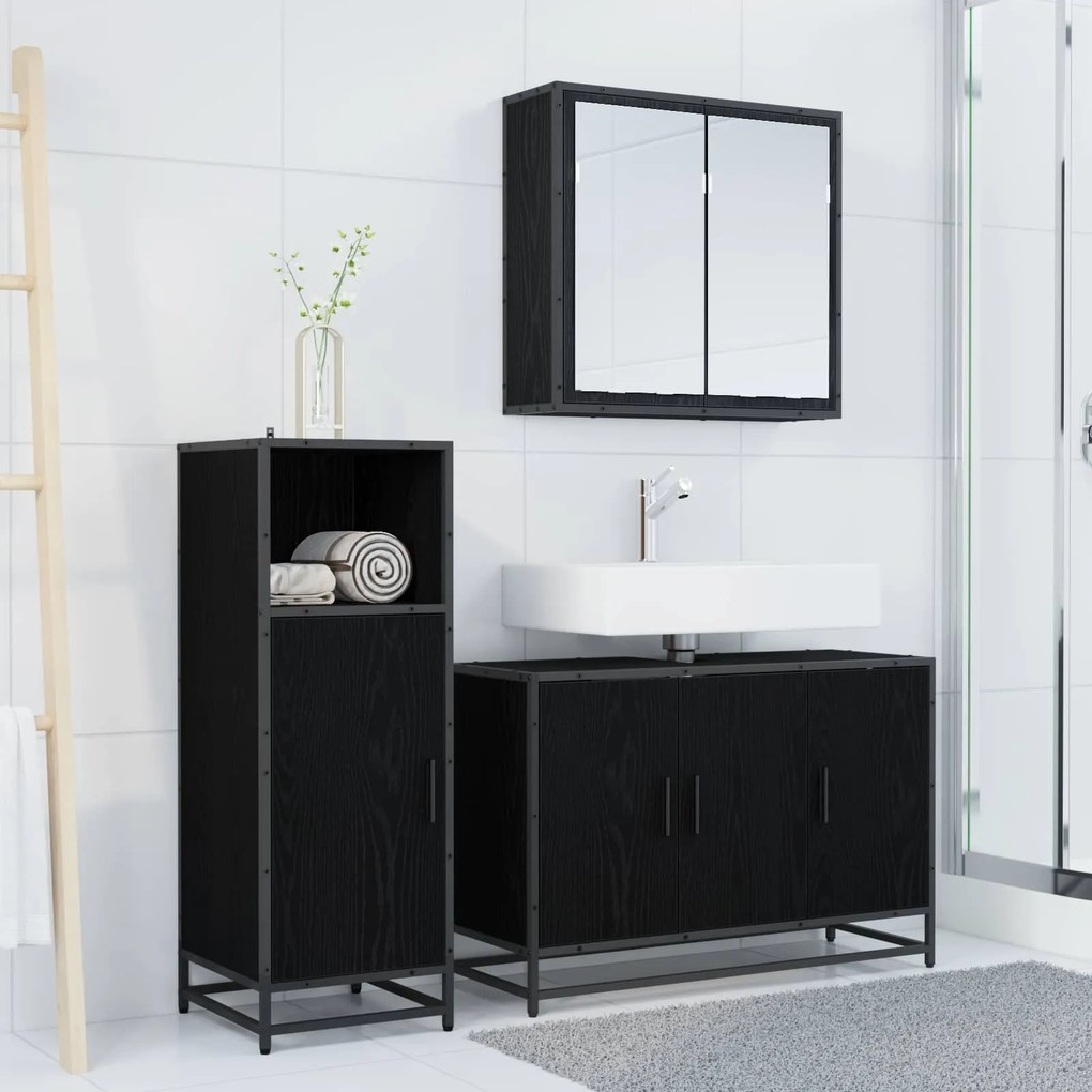 Sada koupelnového nábytku 3 ks Černý dub 90 x 33 x 60 cm 3402401