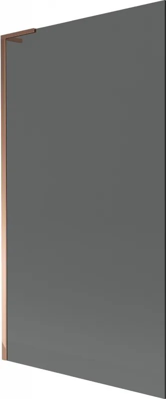 Mexen Next L, 1-křídlová vanová zástěna 100 x 150 cm, 6mm šedé sklo, růžové zlato profil, 895-100-000-03-40-60