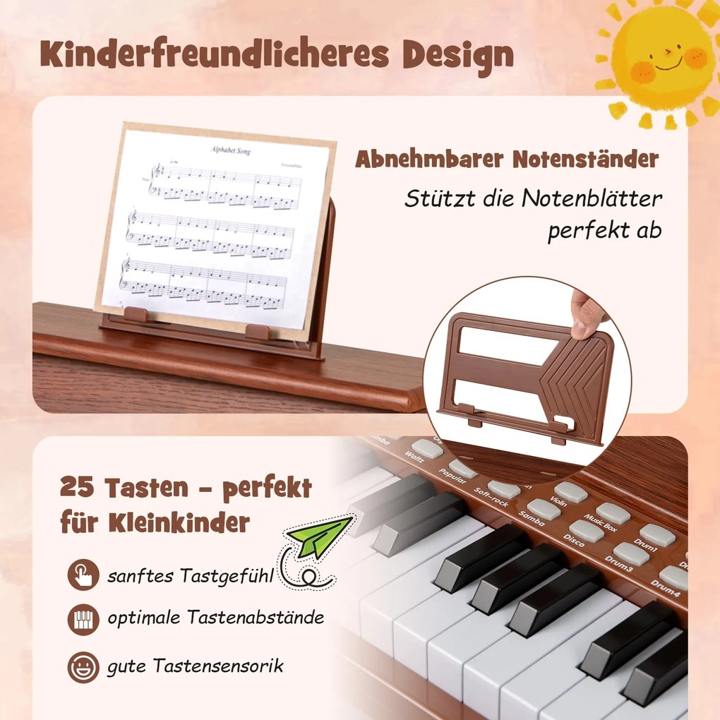 Costway 25 Keys Mini Digital Piano se stoličkou Dětské piano