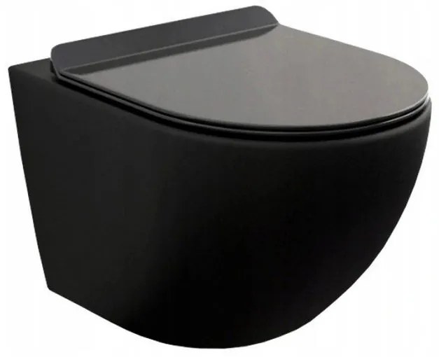 Závěsný set GEBERIT Duofix Basic+ WC LENA Rimless 48 x 36 cm + pomalu padající deska Slim, černá, 3322XX85+39010185