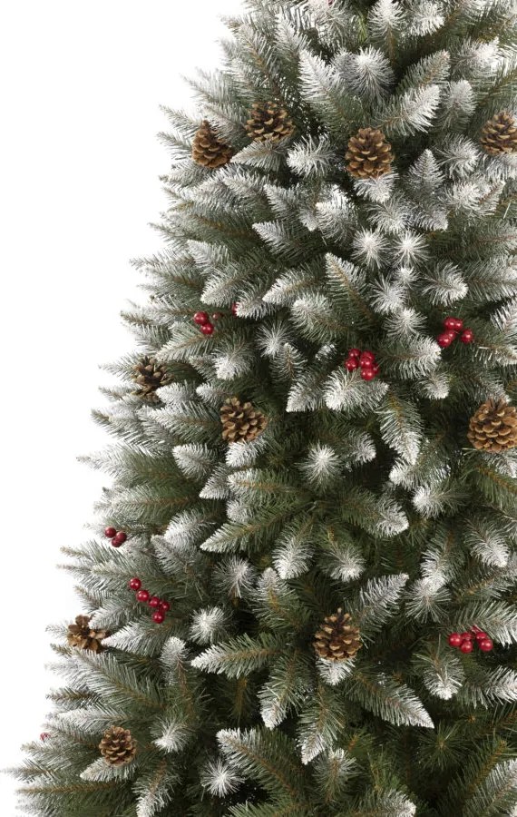 Vánoční stromek Smrk se šiškami a jeřabinou 220 cm
