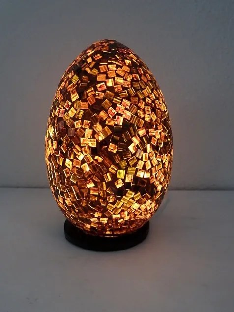 Stolní lampa EGG hnědá, ruční práce