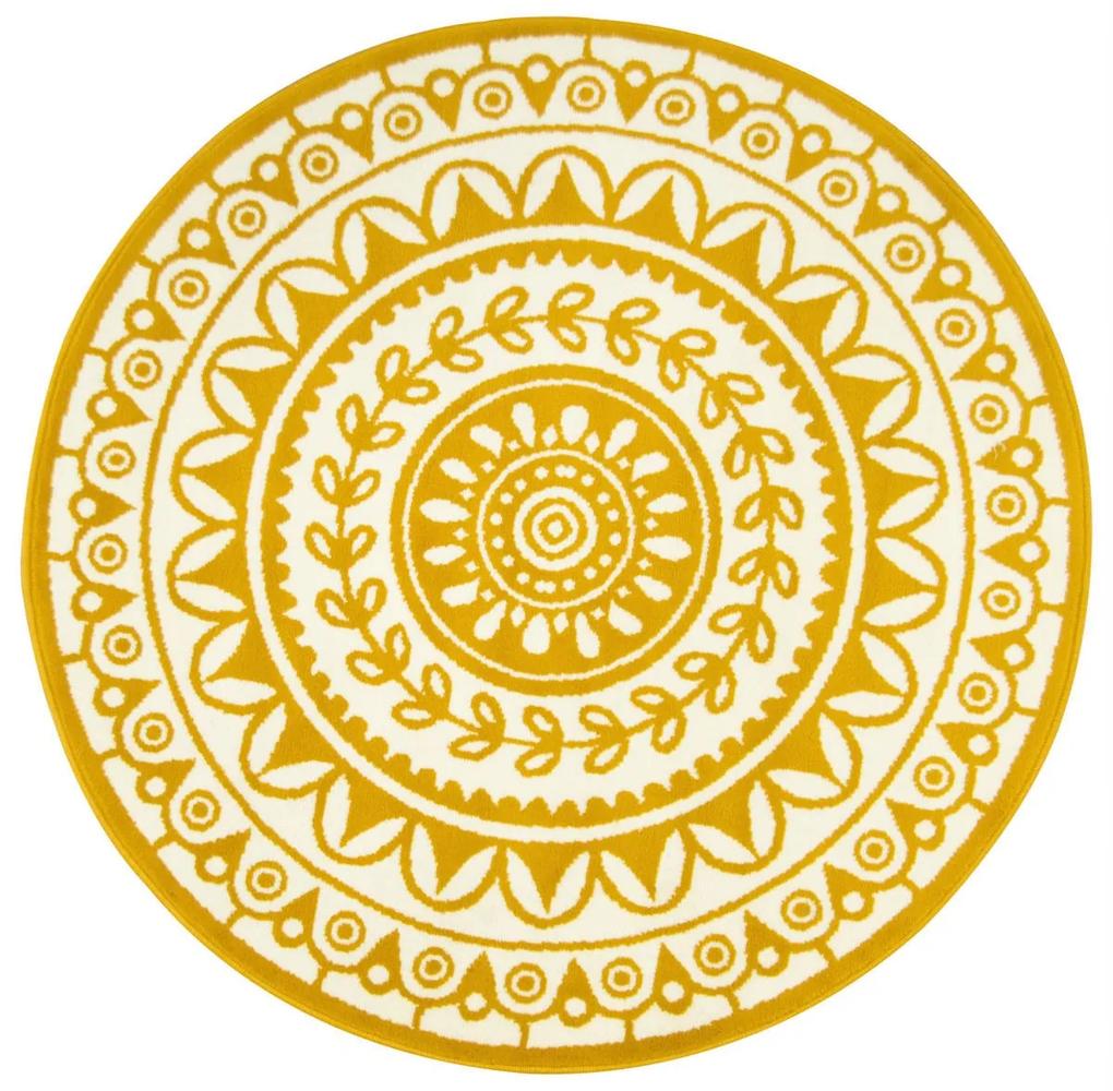 Kulatý koberec LUNA 503786/89955 hořčicový žlutý Rozměr: průměr 140 cm