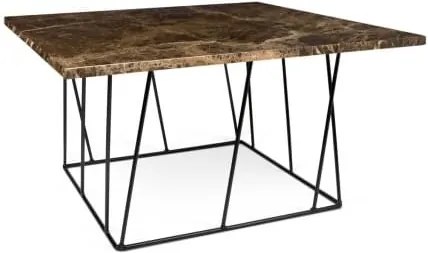Porto Deco Konferenční stolek Rofus II, černá podnož, hnědý mramor