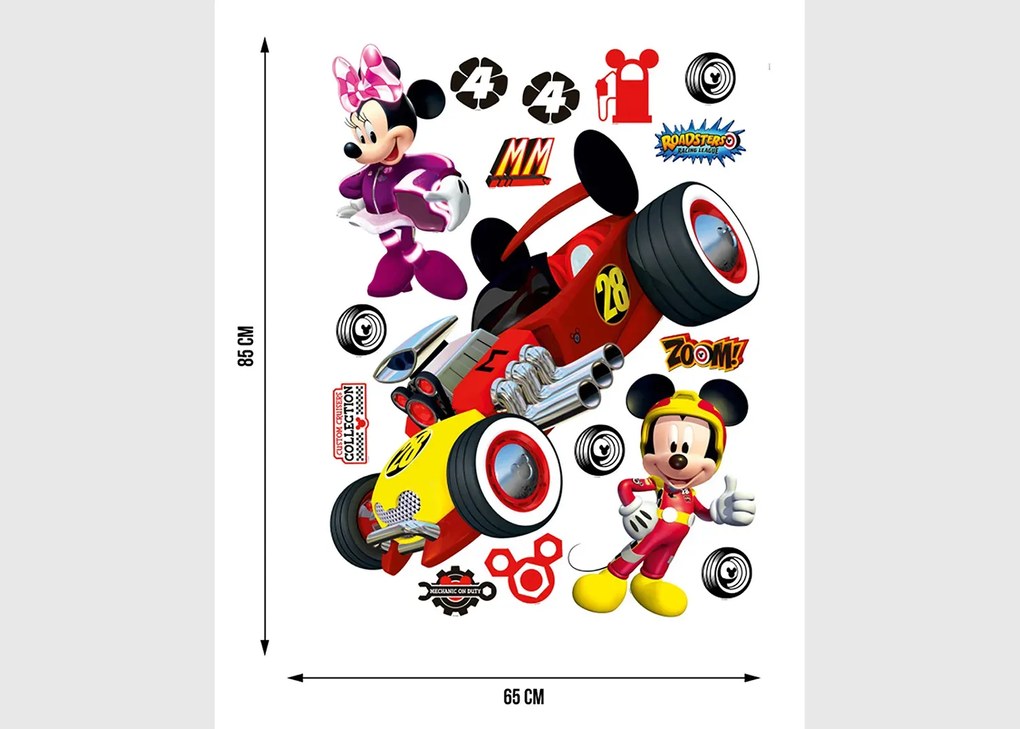 Dětská samolepka na zeď Disney Myšák Mickey Závody | 65 x 85 cm | DDK2307