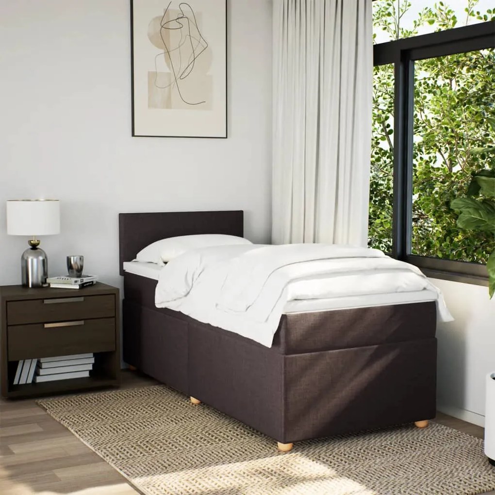 Box spring postel s matrací tmavě hnědá 100 x 200 cm textil 3288887
