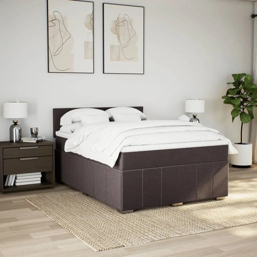 Box spring postel s matrací tmavě hnědá 140x200 cm textil 3289394