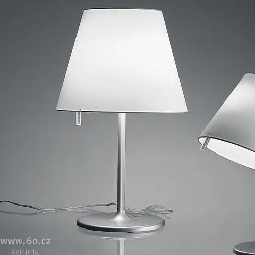 Artemide 0315010A Melampo tavolo, designová stolní lampička ve stříbrné úpravě s textilním širmem, 2x52W E27, 58cm