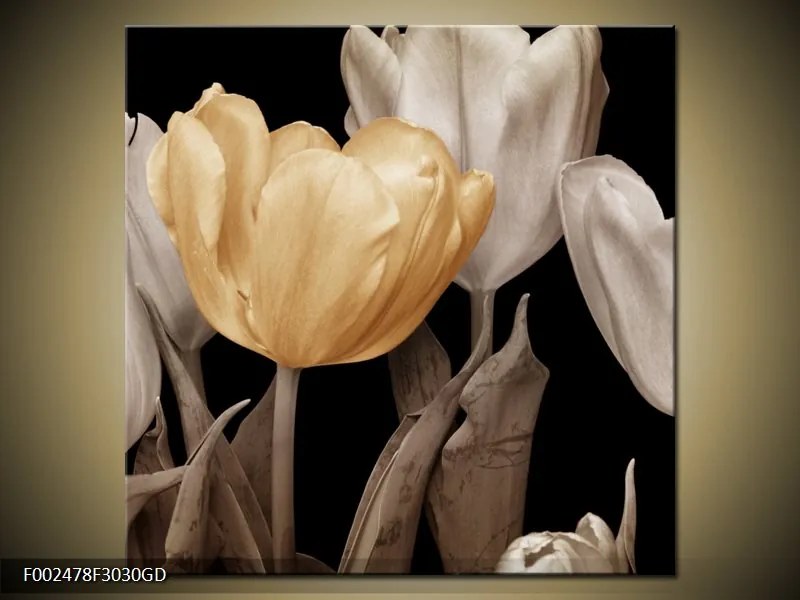 Obraz tulipánů - béžová černobíla (), 40 dalších rozměrů