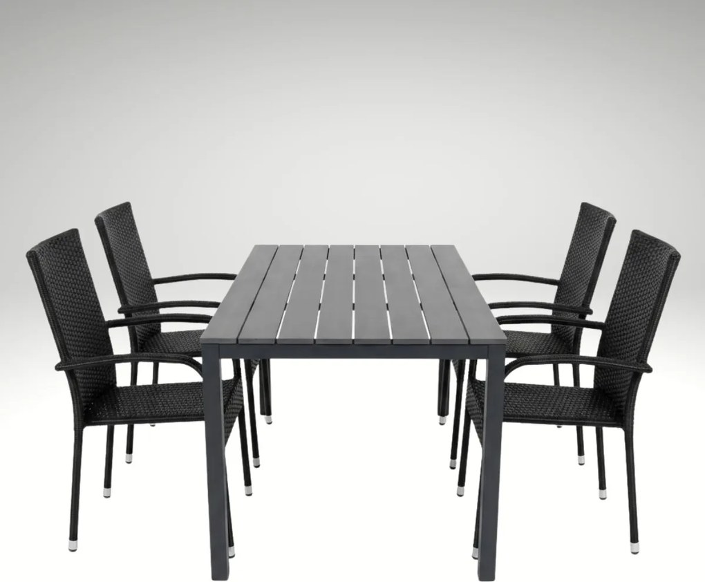Vikio Zahradní ratanový set 150x90 pro 4 osoby DT255-S šedý