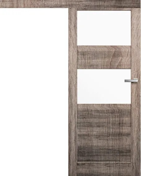 posuvné interiérové dveře na stěnu vasco doors TEO model 4 Průchozí rozměr: 70 x 197 cm, Orientace dveří: Levé dveře, Dekor: Ořech columbia