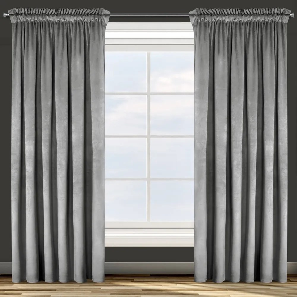 Design 91 Záclona připravená na pásku 140x270 Rosa ocelový velur D91