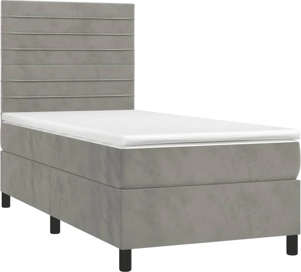 Box spring postel s matrací světle šedá 90x190 cm samet 3143055