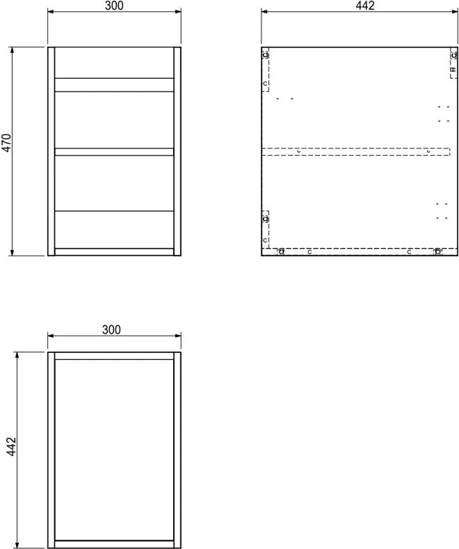 Mexen Box-A korpus skříňky pod umyvadlo 30 cm, bílý lesk - 91AX1-0300-470-1-00