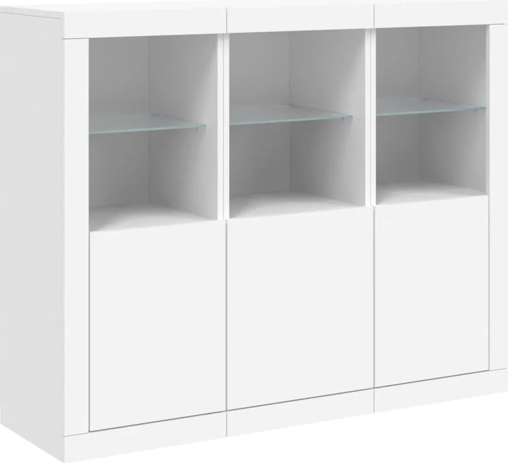 Příborníky s LED osvětlením 3 ks bílé kompozitní dřevo 3209100