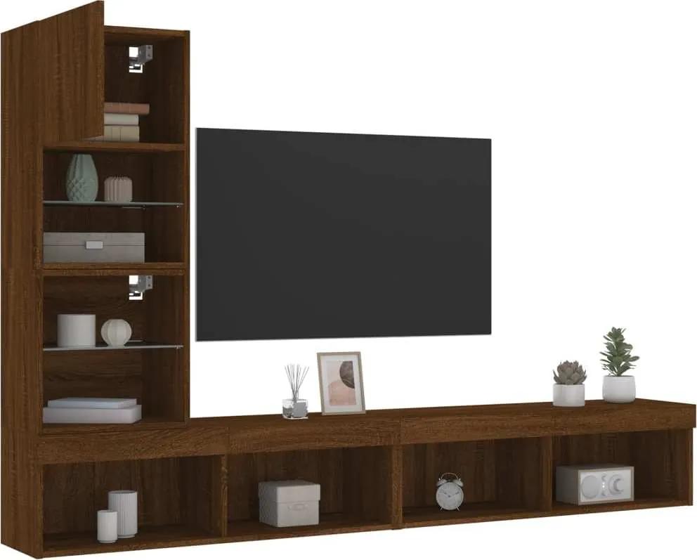 vidaXL 4dílná obývací stěna s LED kompozitní dřevo [3216642] Barva: dub sonoma
