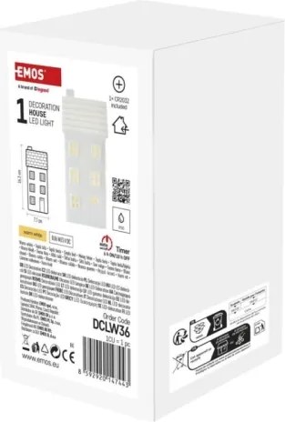 LED keramický domeček 16cm EMOS DCLW36 vnitřní použití teplá bílá 1xCR2032 časovač