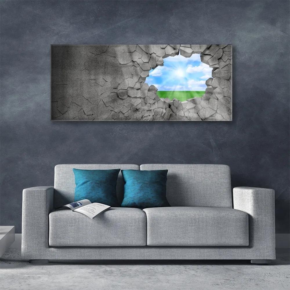 Plexisklo-obraz Dziura Popękana Ściana 125x50 cm